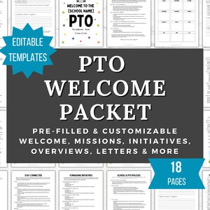 PTA Welcome Packet Template Bundle PTO New Member Binder Sheets PTA ...