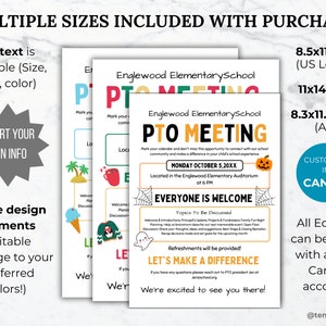 PTA Meeting Flyer Template Bundle Seasonal Pta Flyer Editable Pta ...