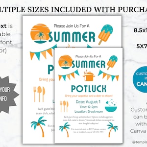 Summer Potluck Flyer Template Potluck Invitation Flyer Neighborhood ...