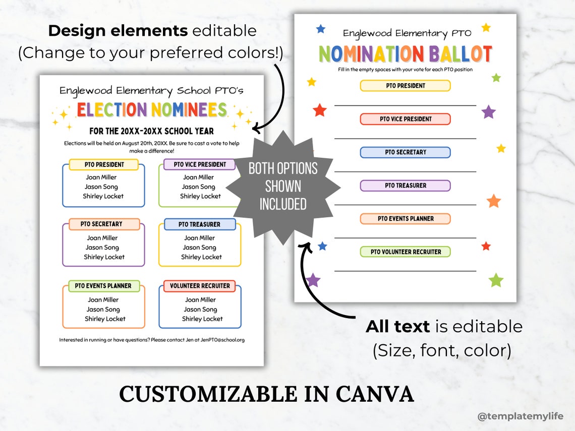 PTO Election Flyer Bundle PTA Election Templates Pto Member Recruitment ...