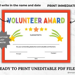 Editable PTA Award Certificate Template PTO Volunteer Appreciation Gift ...