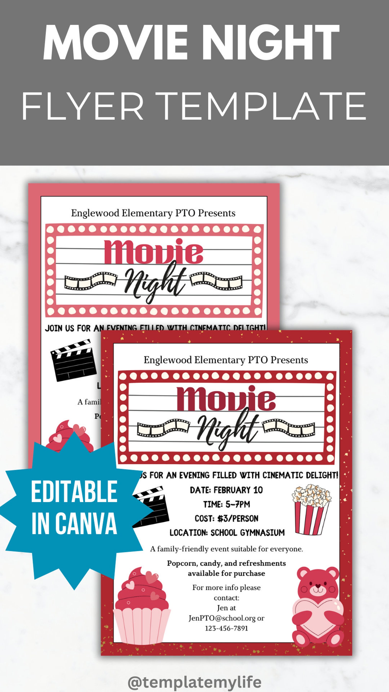February Movie Night Church Flyer Fundraiser Template Business Event ...