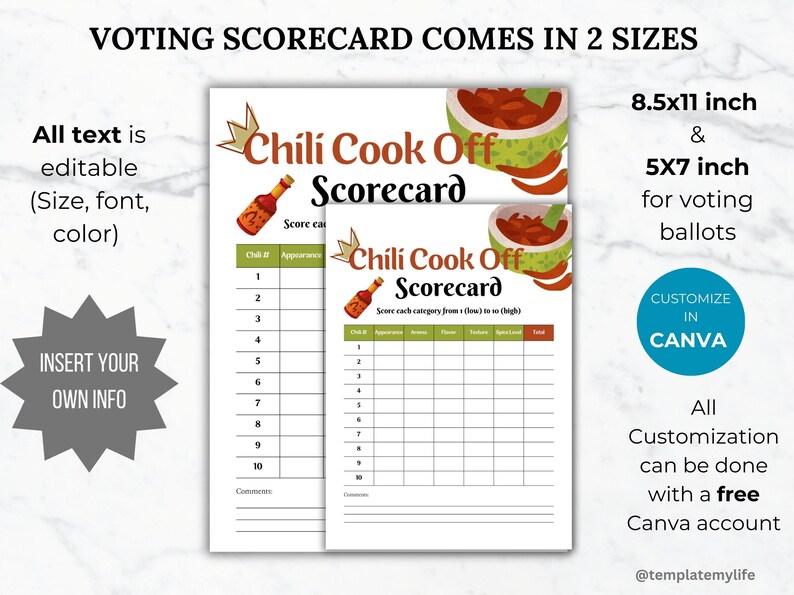 Chili Cook off Flyer Invitation Template PTO Bundle Neighborhood Fall ...