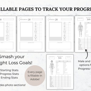 Weight Loss Tracker Printable Progress Tracker Bundle Body Measurement ...