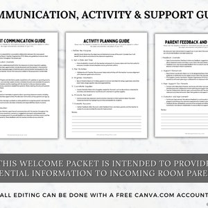 PTA Room Parent Welcome Packet PTO Class Parent Volunteer Info Binder ...