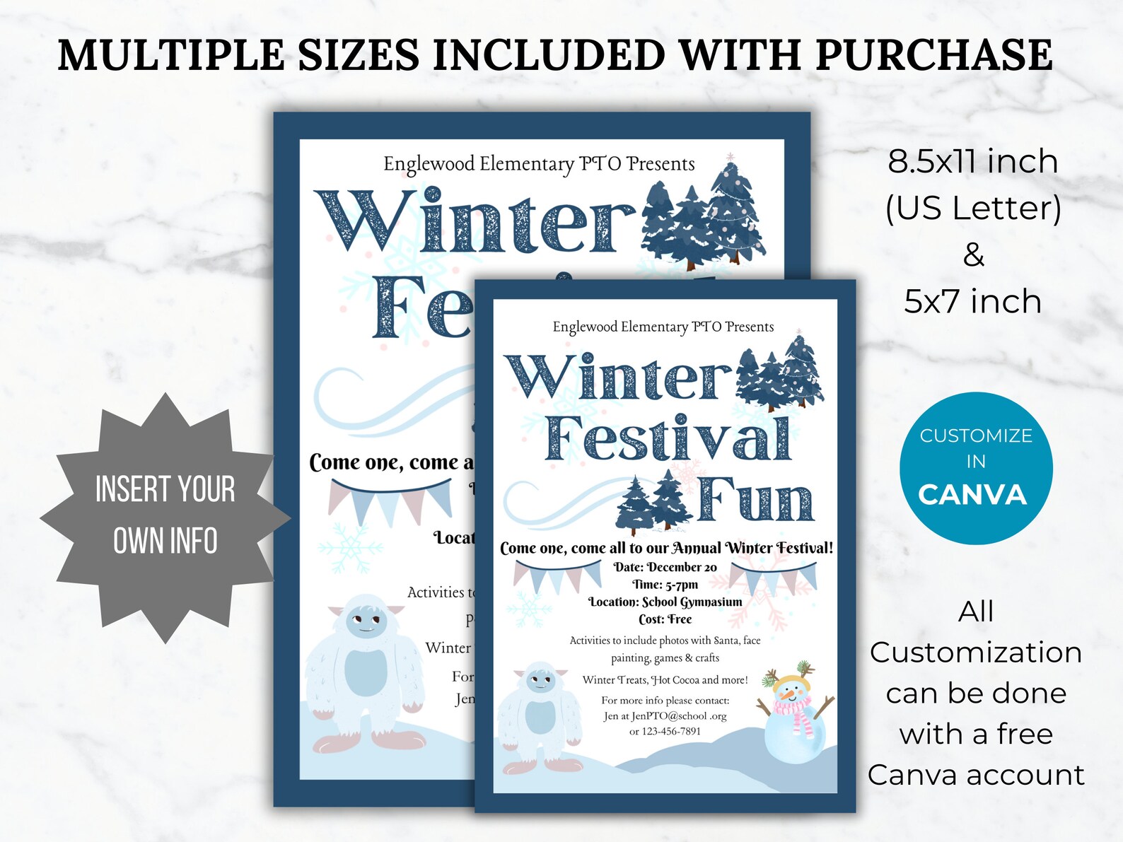 Winter Festival Flyer Invitation PTO Template Holiday Festival ...