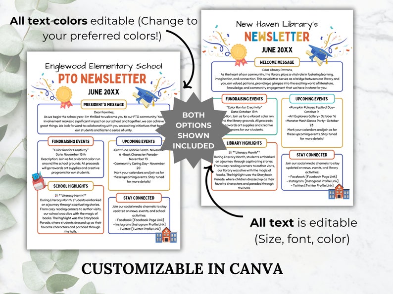 June PTA Newsletter Flyer Printable PTO School Newsletter - Etsy
