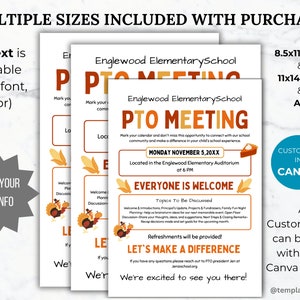 Thanksgiving PTA Meeting Flyer Printable PTO Fall Meeting Flyer ...