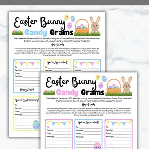Easter Bunny Candy Gram Flyer PTO Template Church Spring Candy Gram ...