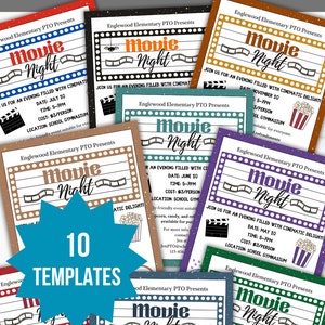 Seasonal Movie Night PTA Flyer Template PTO School Fundraiser Flyer ...