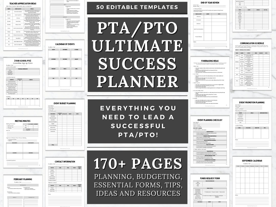 PTO Printable Planner PTA Fundraiser Planning Binder Template PTO ...