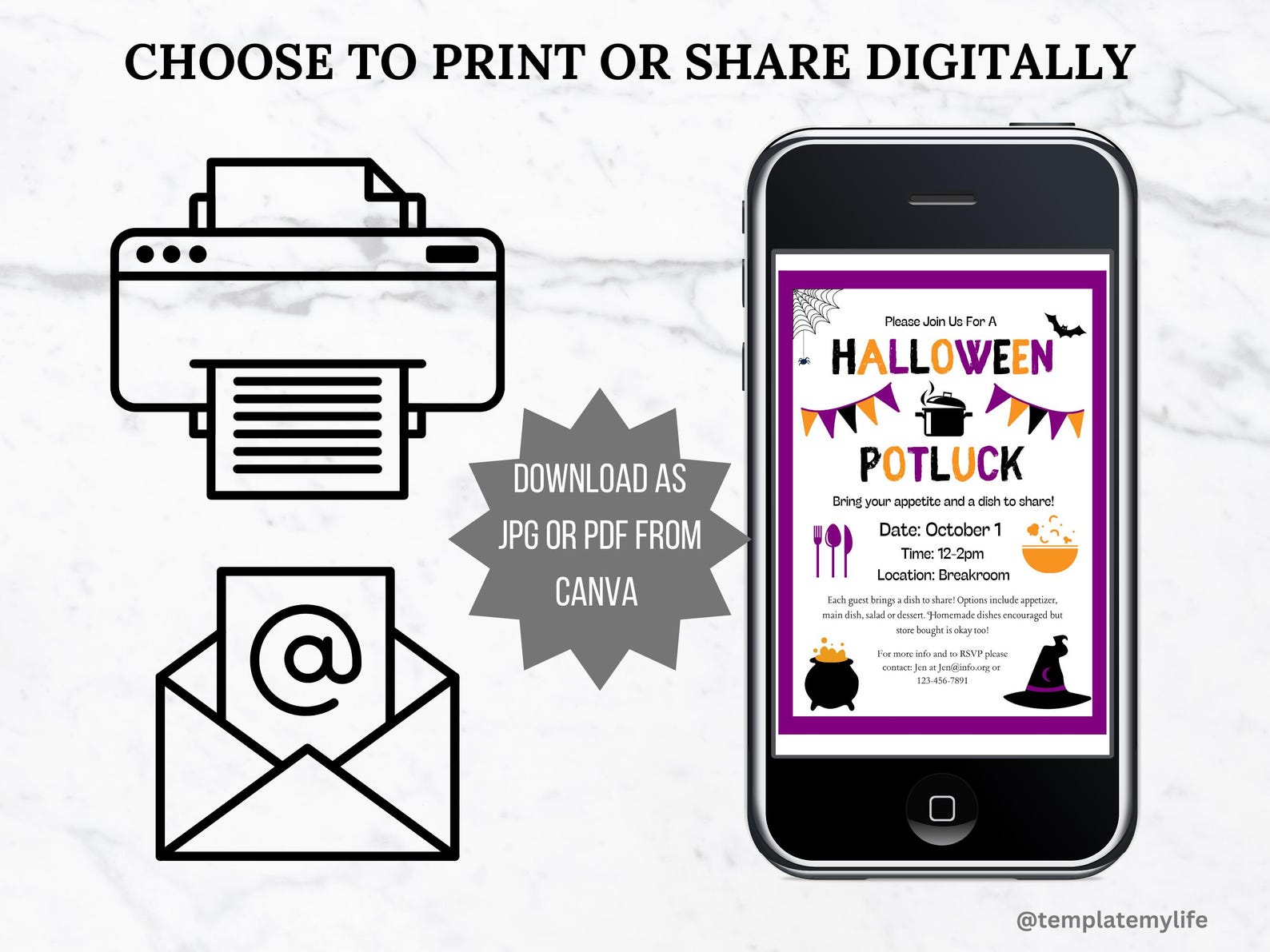 Halloween Potluck Invite Template October Potluck Sign up Sheet Fall ...