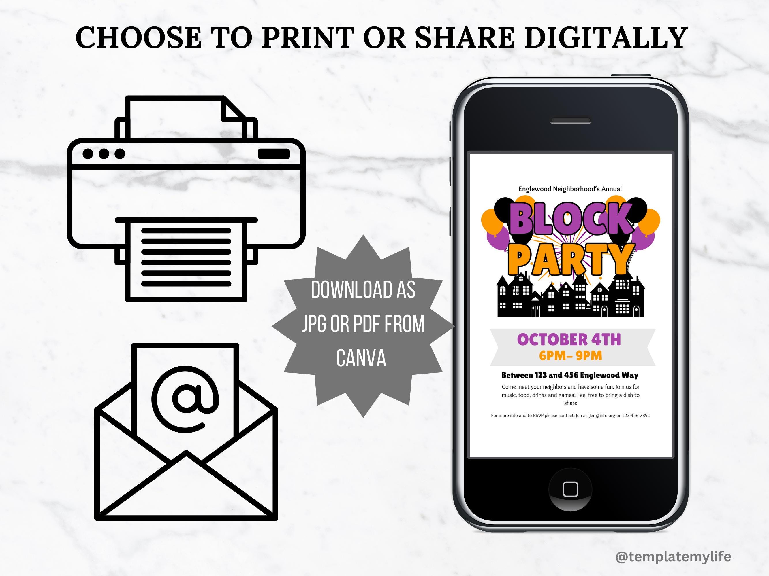 Halloween Block Party Flyer Template Fall Neighborhood Block Party ...