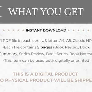 Book Review Bundle Printable Reading Journal Book Series Review Digital ...