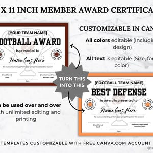 Editable Football Award Certificate Template Player Participation Gift ...