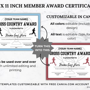 Editable Cross Country Award Certificate Template Team Player ...