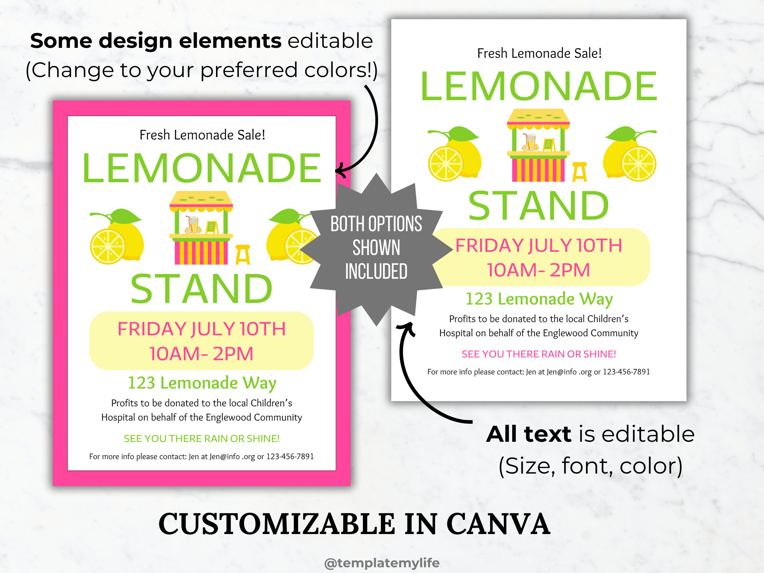 Lemonade Stand Flyer Template School Fundraiser Flyer Printable Sports ...