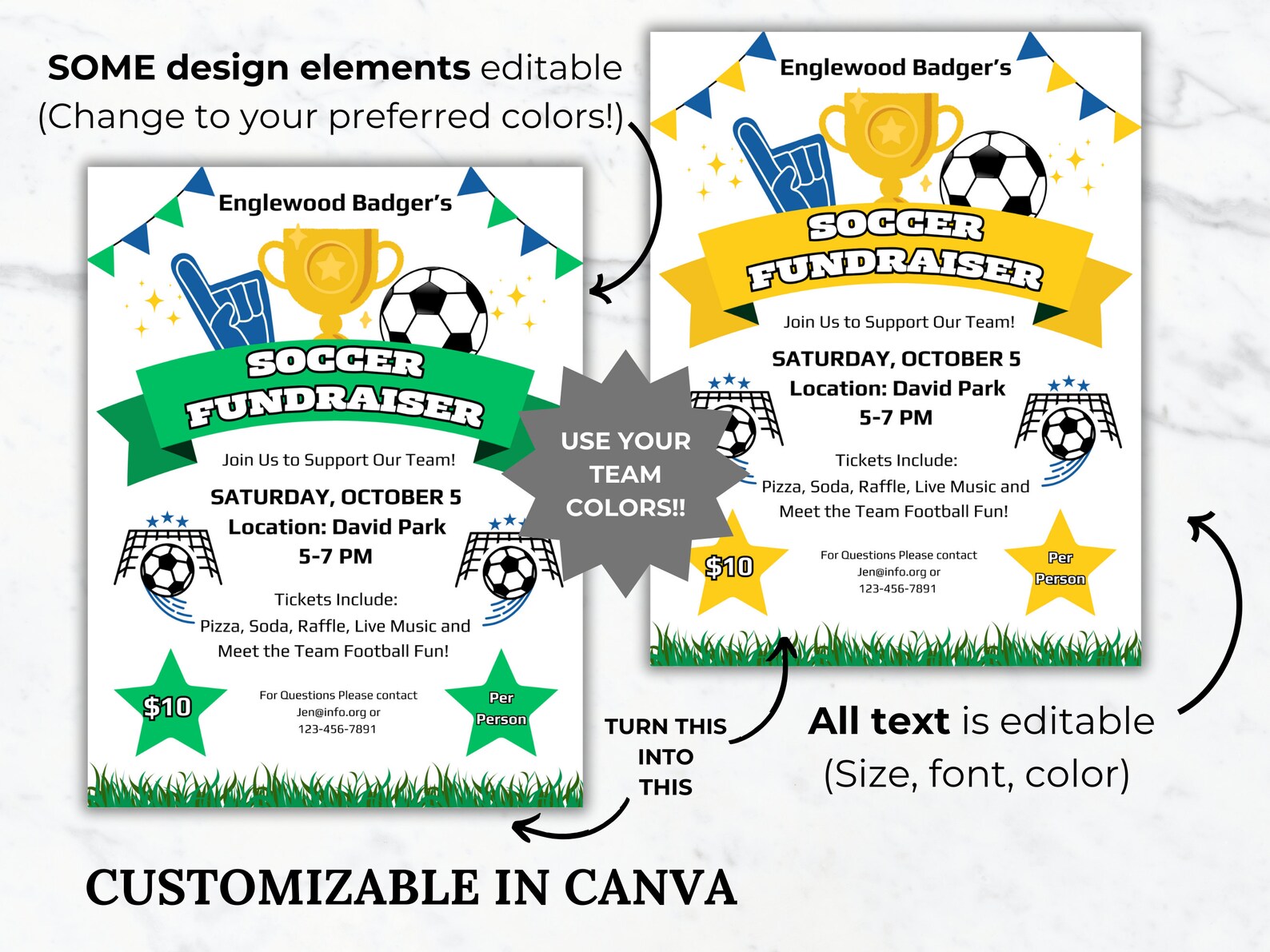 Editable Soccer Fundraiser Flyer Template Club Soccer Team Fundraiser ...