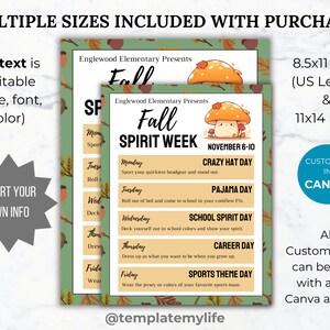 Fall Spirit Week Flyer Printable Office Spirit Flyer Template Fall ...