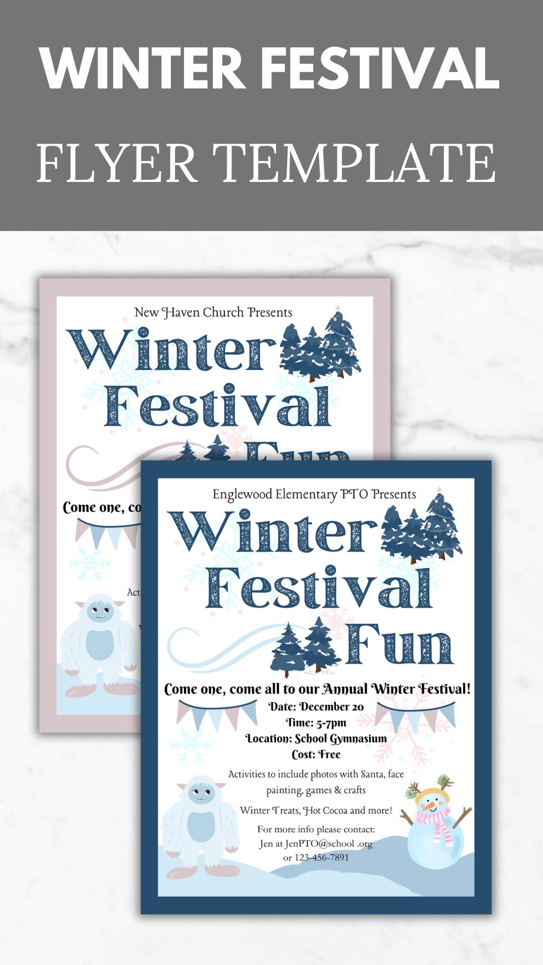 Winter Festival Flyer Invitation PTO Template Holiday Festival ...