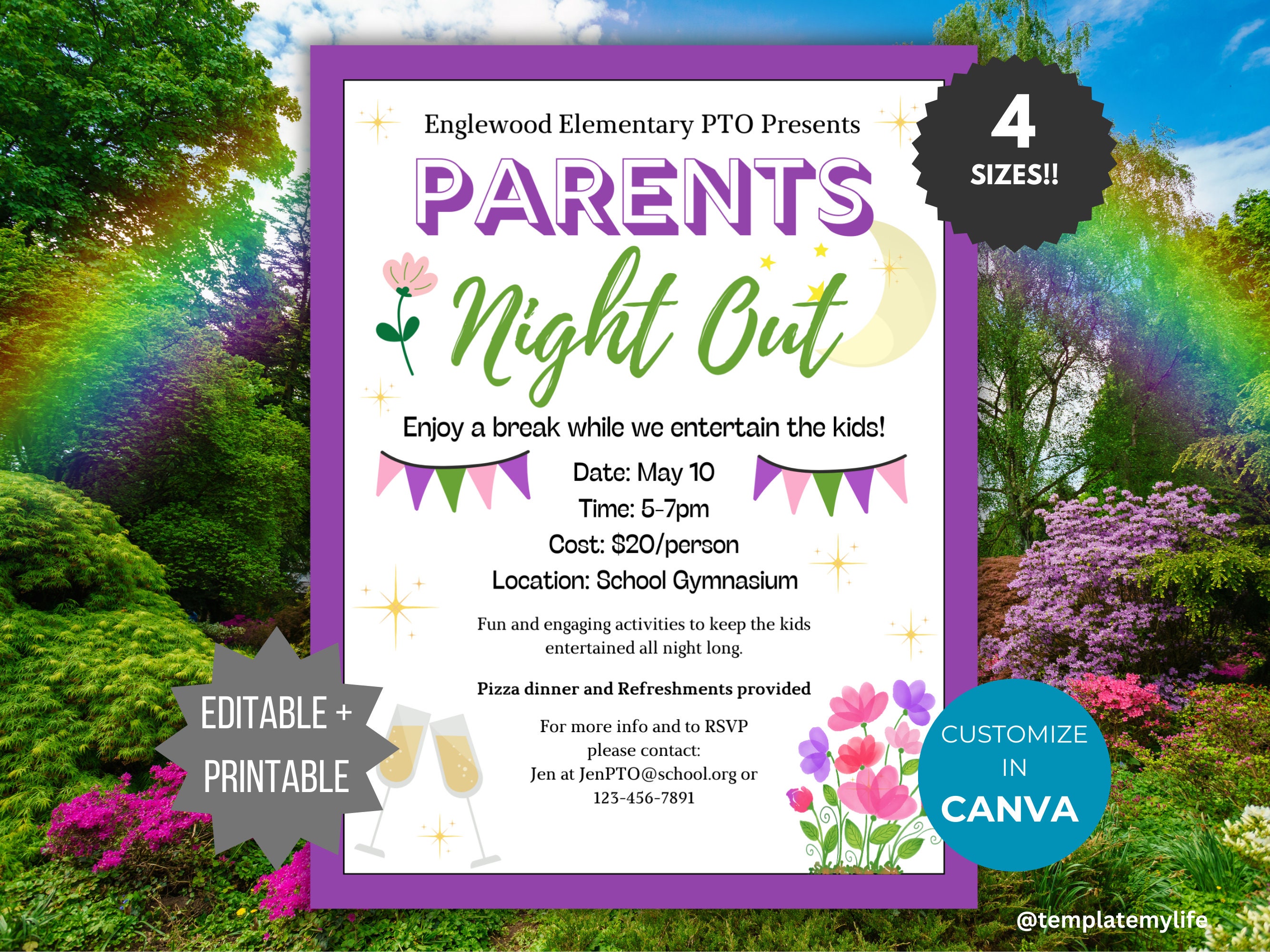 May Parent Night Out Church Flyer Fundraiser Template Business Event ...