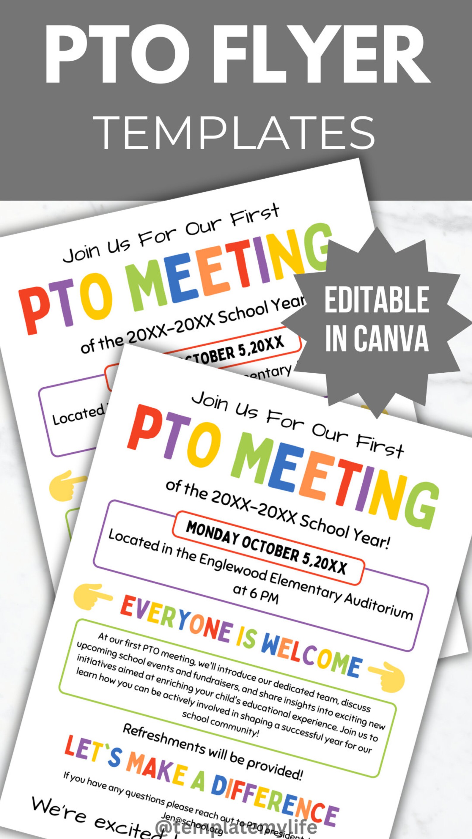 PTA Meeting Flyer PTO Meeting Template Pta Back to School Pto Meeting ...