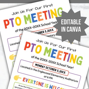 PTA Meeting Flyer PTO Meeting Template Pta Back to School Pto Meeting ...