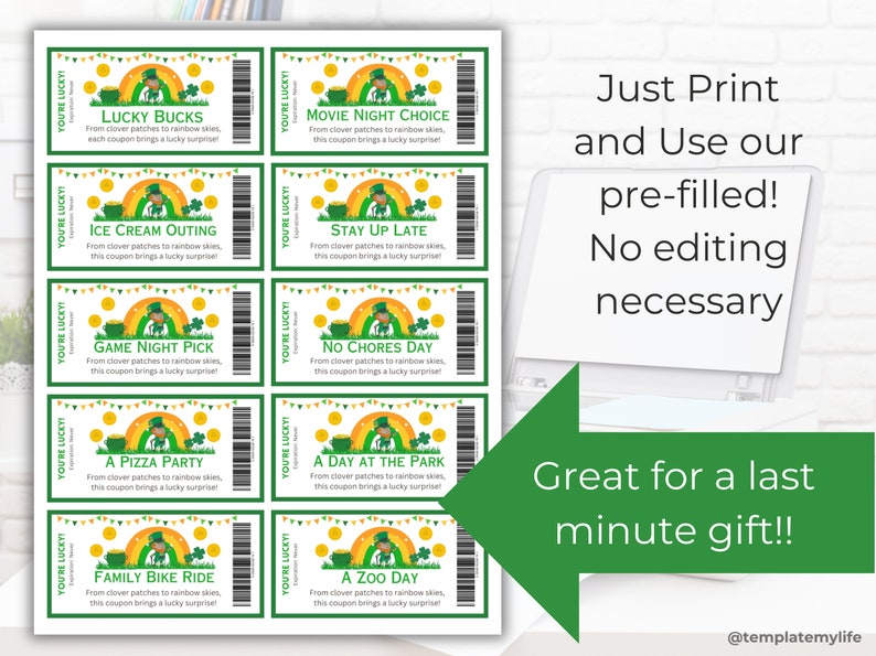 St Patrick Day Kid Coupon Book Gift From Leprechaun Trap Award Coupon ...