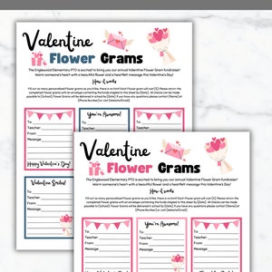 Valentine Flower Gram Flyer PTO Template Valentines Day Gram Printable ...