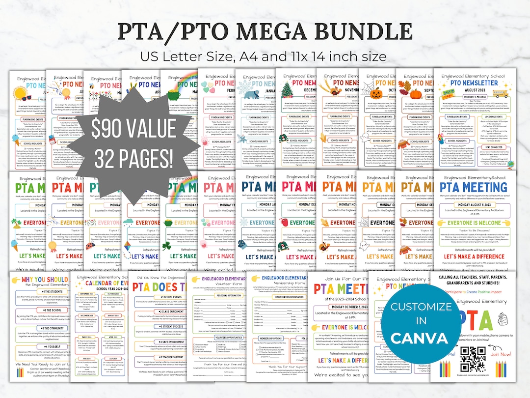 PTO Flyers Bundle Pta Templates Pto Newsletter Flyer Editable - Etsy