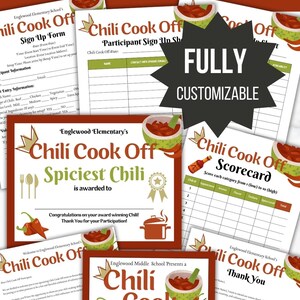 Chili Cook off Flyer Invitation Template PTO Bundle Neighborhood Fall ...