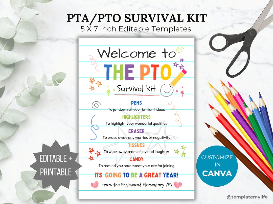 Welcome to the PTO Survival Kit Template Join the PTA Gift Bag ...