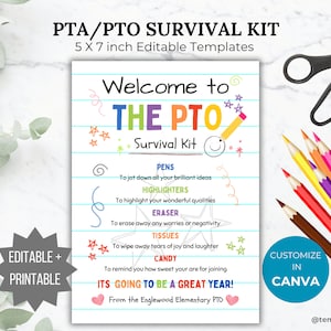 Welcome to the PTO Survival Kit Template Join the PTA Gift Bag ...