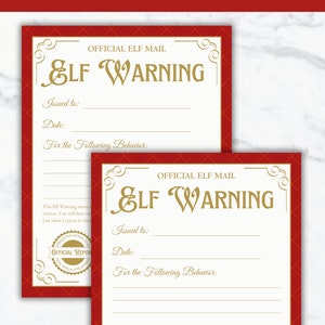 Letter From Elf Printable Christmas Tradition Elf Warning Letter North ...