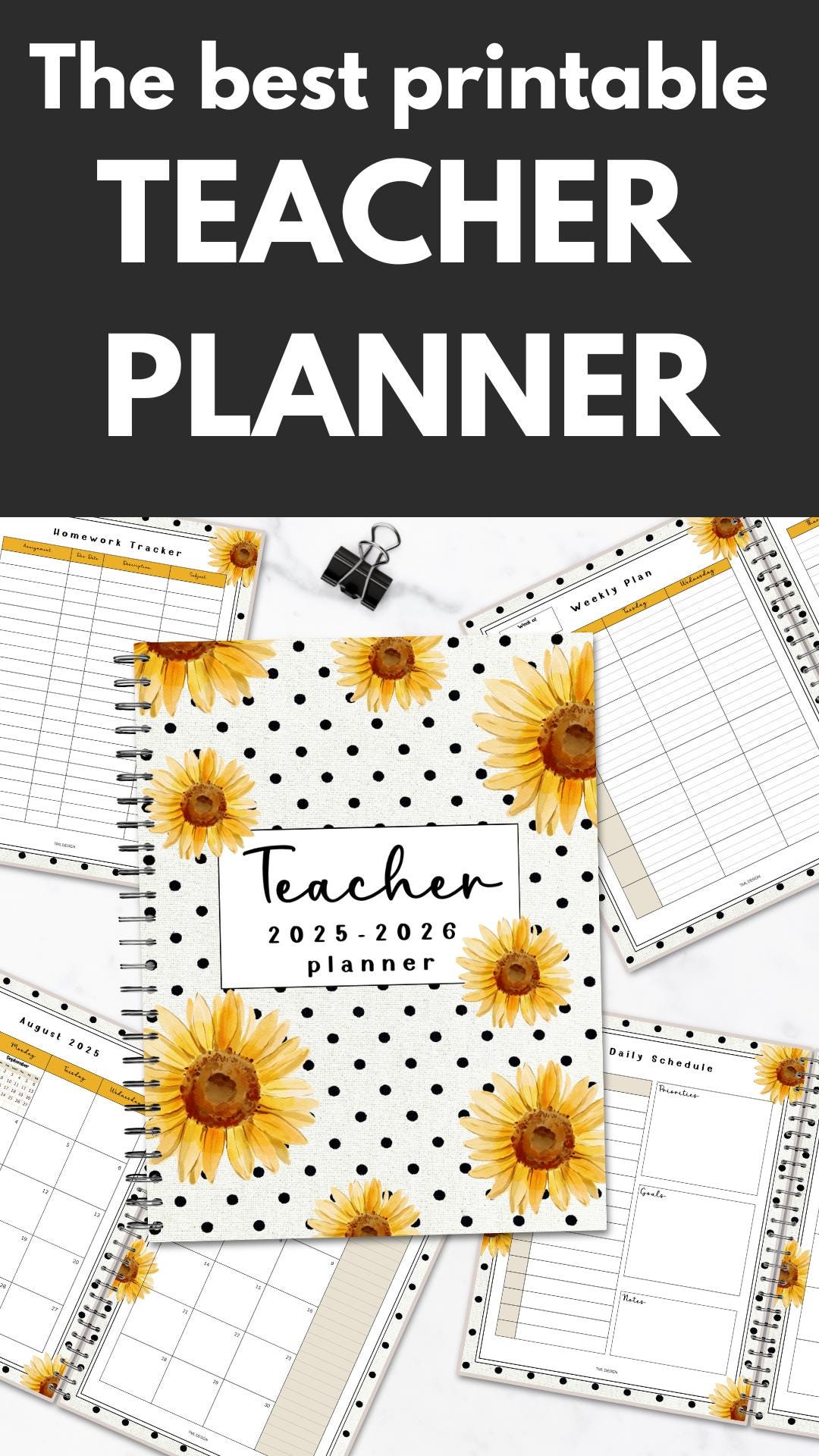 Teacher Planner Printable 2025-2026 School Calendar Lesson Planner ...
