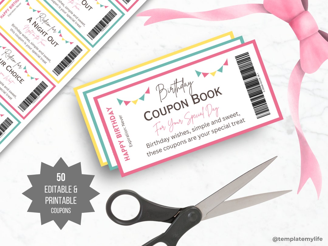 Birthday Coupon Book Friend Appreciation Gift for Sister Birthday ...