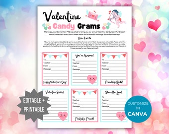 Valentine Flower Gram Flyer PTO Template Valentines Day Gram Printable ...