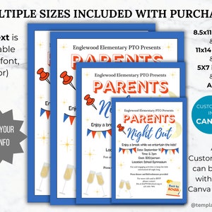 Back to School Parents Night Out Flyer Template PTO School Fundraiser ...