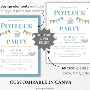 Potluck Invite Template Editable Potluck Sign up Form Bundle Community ...