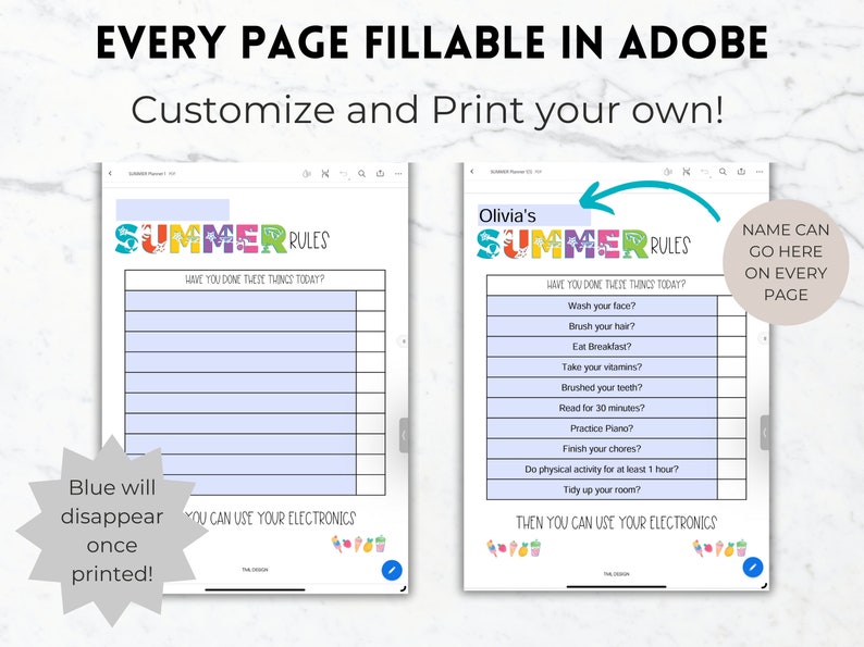 Printable Summer Daily Checklist Editable Chore Chart for Kids - Etsy