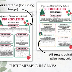 PTA PTO NEWSLETTER Flyer Editable Template Bundle Monthly Classroom ...