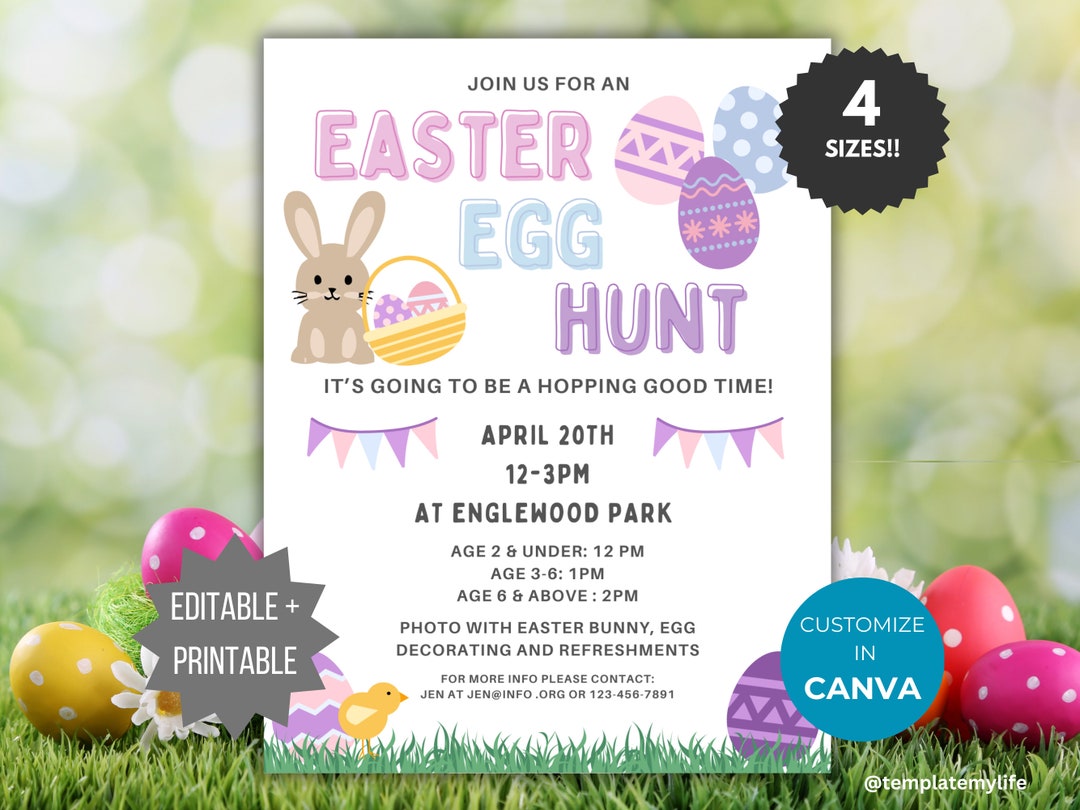 Easter Egg Hunt Invitation Template Easter Fundraiser Flyer Community ...