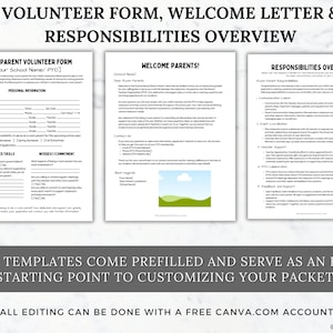 PTA Room Parent Welcome Packet PTO Class Parent Volunteer Info Binder ...