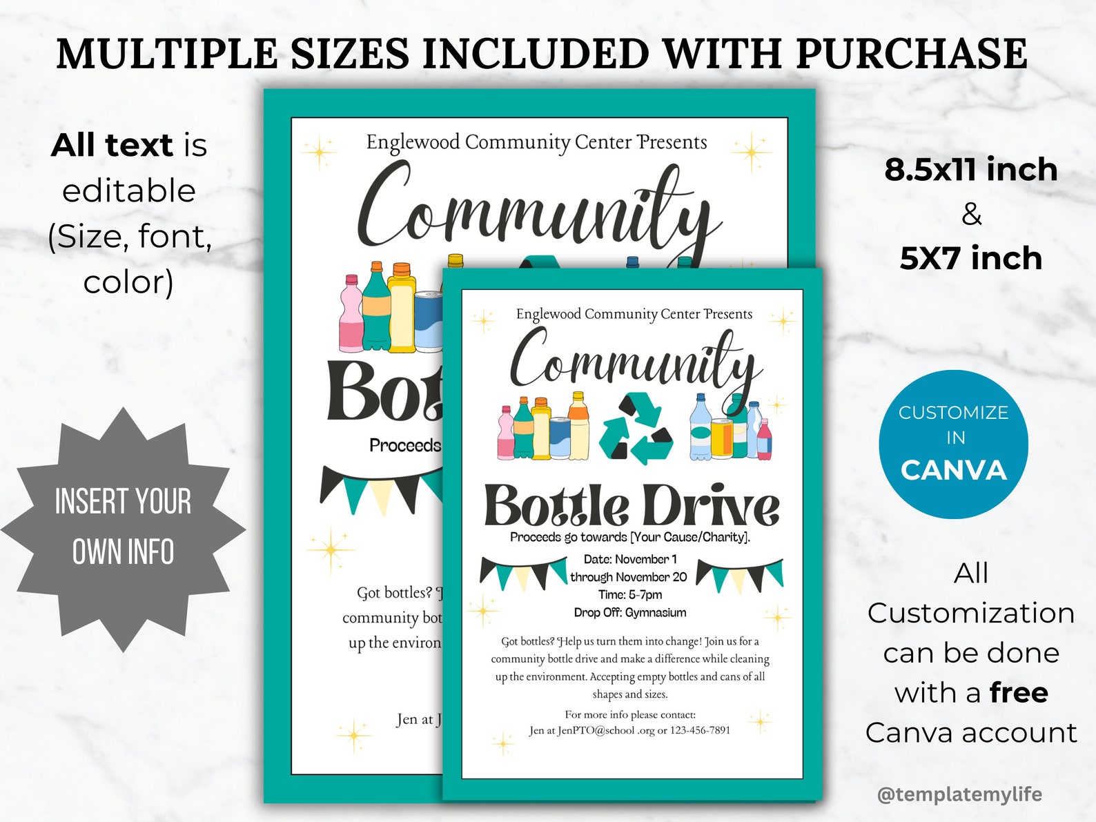 Bottle and Can Drive Fundraiser Flyer Template Church Donation Flyer ...