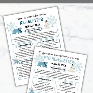 PTA Winter Newsletter Flyer Printable PTO School Newsletter Flyer ...