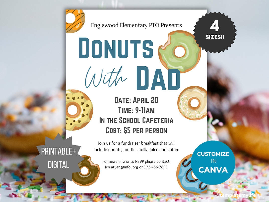 Donuts With Dad Invitation Template Community Event Brunch Flyer ...