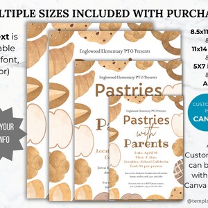 Editable Pastries With Parents Flyer Invite Parent Appreciation PTA ...