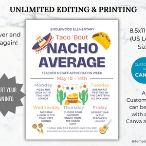 Cinco De Mayo Teacher Appreciation Itinerary Template Taco Bout Staff ...