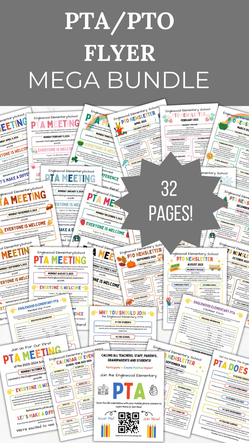 PTA Flyers Bundle Pto Template Pta Newsletter Flyer Editable - Etsy