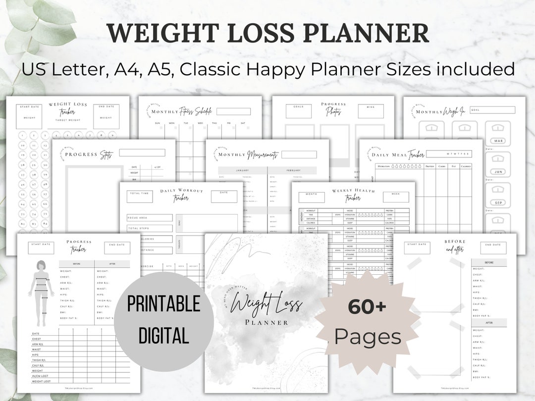 Weight Loss Planner Printable Weight Loss Tracker for Weight Loss ...